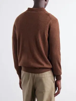 Sunspel Cashmere Polo Shirt - Brown