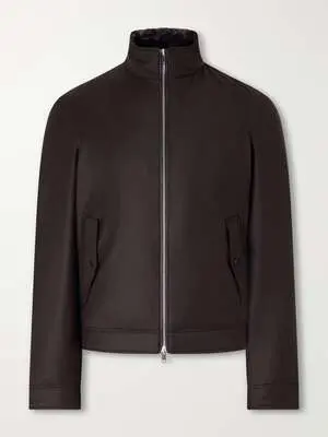 YVES SALOMON Plush-trimmed Wool And Silk-blend Bomber Jacket