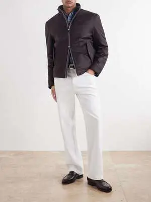 YVES SALOMON Plush-trimmed Wool And Silk-blend Bomber Jacket