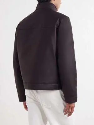 YVES SALOMON Plush-trimmed Wool And Silk-blend Bomber Jacket