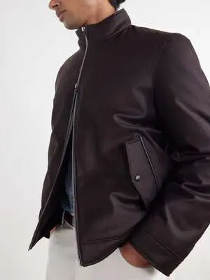 YVES SALOMON Plush-trimmed Wool And Silk-blend Bomber Jacket
