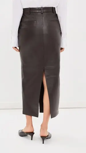 Co Double Slit Leather Pencil Skirt