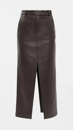 Co Double Slit Leather Pencil Skirt