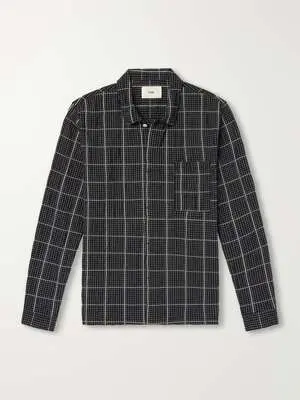 Folk Patch Checked Cotton-blend Seersucker Shirt