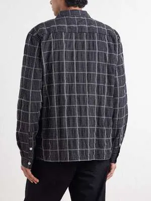 Folk Patch Checked Cotton-blend Seersucker Shirt
