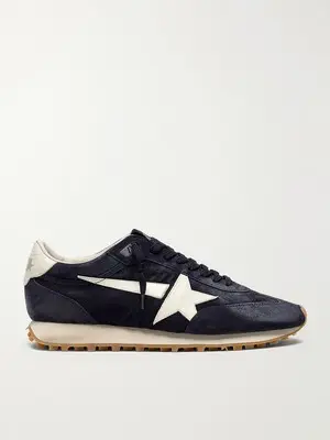 GOLDEN GOOSE Marathon Suede And Leather Sneakers - Blue