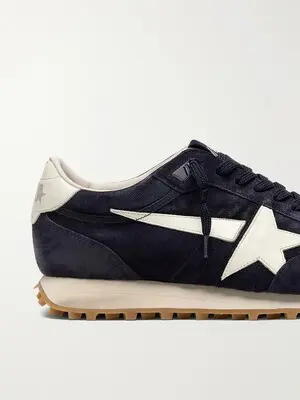 GOLDEN GOOSE Marathon Suede And Leather Sneakers - Blue