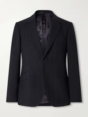 Mr P. Slim-fit Pinstriped Wool-fresco Blazer - Blue