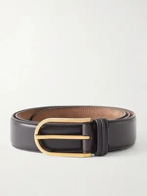 Zegna 3.2cm Leather Belt With Gold Tone Buckle - Brown