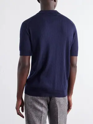 John Smedley Croall Ribbed Merino Wool Polo Shirt