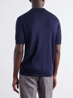 John Smedley Croall Ribbed Merino Wool Polo Shirt