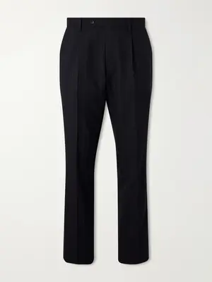 Mr P. Straight-leg Pinstriped Wool Trousers - Blue
