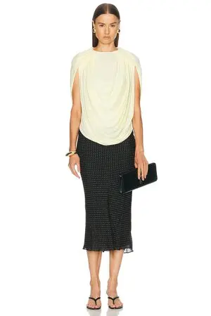 Brandon Maxwell Astor Draped Top - Butter Yellow
