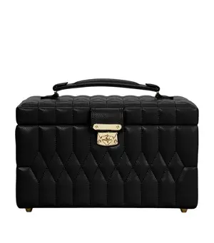 Wolf Medium Lauren Jewellery Box - Black