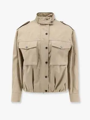 Brunello Cucinelli Cotton And Linen Blend High Neck Jacket
