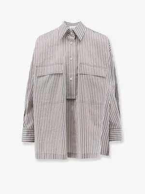 Brunello Cucinelli Striped Cotton And Silk Blend Shirt