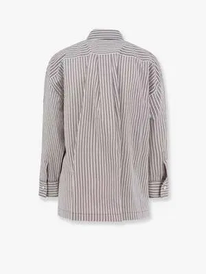 Brunello Cucinelli Striped Cotton And Silk Blend Shirt