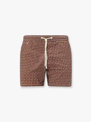 MC2 SAINT BARTH Nylon Swim Shorts With Allover Micro Pattern - Brown