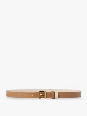 Fendi Ff Leather Belt - Beige