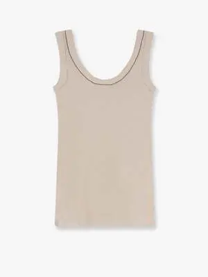 Brunello Cucinelli Stretch Cotton Ribbed Tank Top