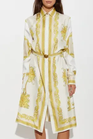 Versace Silk Dress With "new Barocco" Print
