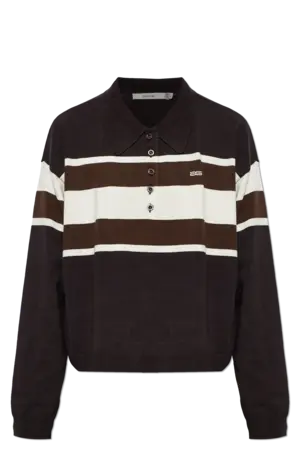 GESTUZ Striped Long-sleeve Polo Shirt