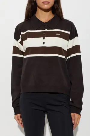 GESTUZ Striped Long-sleeve Polo Shirt