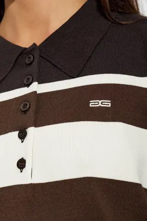 GESTUZ Striped Long-sleeve Polo Shirt