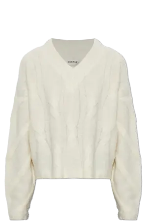 GESTUZ Gzsida’ V-neck Sweater - Cream