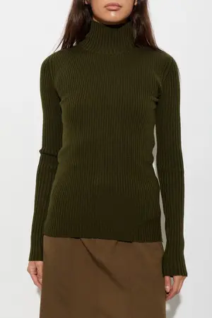 Victoria Beckham Ribbed Wool Turtleneck Top