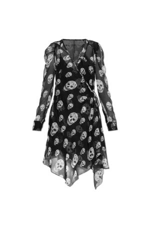Alexander McQueen Silk Dress With Skull Motif
