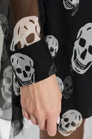 Alexander McQueen Silk Dress With Skull Motif