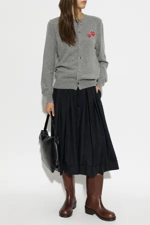 Play Comme Des Garcon Wool Cardigan With Logo Patch
