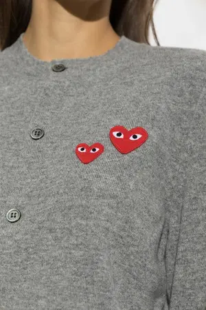 Play Comme Des Garcon Wool Cardigan With Logo Patch