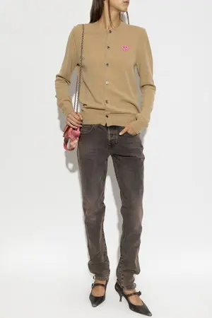 Play Comme Des Garcon Wool Cardigan With Logo Patch