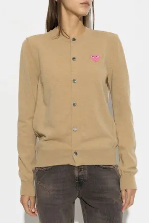 Play Comme Des Garcon Wool Cardigan With Logo Patch