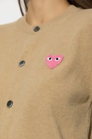 Play Comme Des Garcon Wool Cardigan With Logo Patch