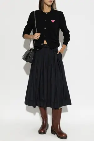 Play Comme Des Garcon Wool Cardigan With Logo Patch
