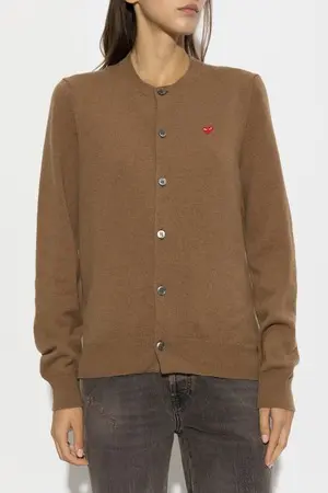 Play Comme Des Garcon Wool Cardigan With Logo Patch