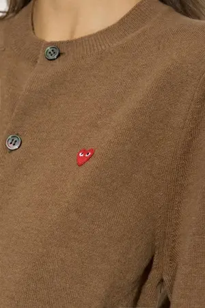 Play Comme Des Garcon Wool Cardigan With Logo Patch