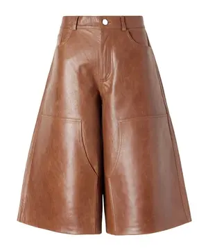 HAIKURE Leather Wide-leg Knee-length Shorts