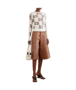 HAIKURE Leather Wide-leg Knee-length Shorts