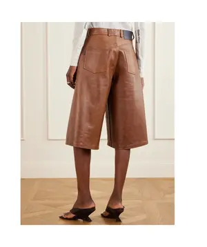 HAIKURE Leather Wide-leg Knee-length Shorts