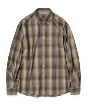 Auralee Check Motif Button-up Shirt - Brown Blue