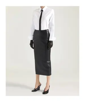 Givenchy Midi Kickback Skirt In Nappa Leather