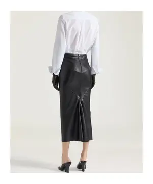 Givenchy Midi Kickback Skirt In Nappa Leather