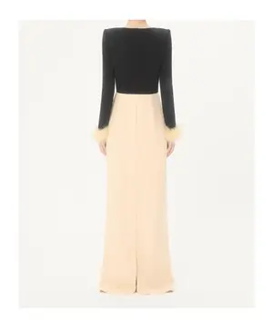 Valentino Garavani Cady Couture Long Dress With Feathers