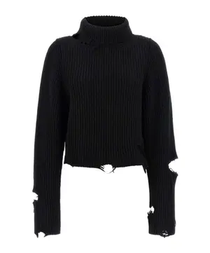 HAIKURE Lover Distressed Cropped Knitted Sweater