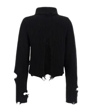 HAIKURE Lover Distressed Cropped Knitted Sweater