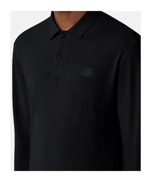 Stone Island Slim-fit Long-sleeve Polo With Tonal Compass Patch